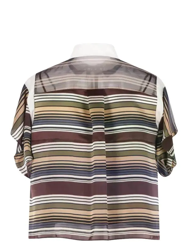 Sacai Striped Ruffled Shirt - Brown