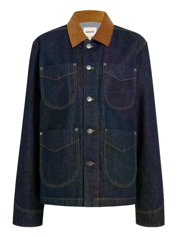 Khaite Wyatt Corduroy-collar Denim Jacket - Blue