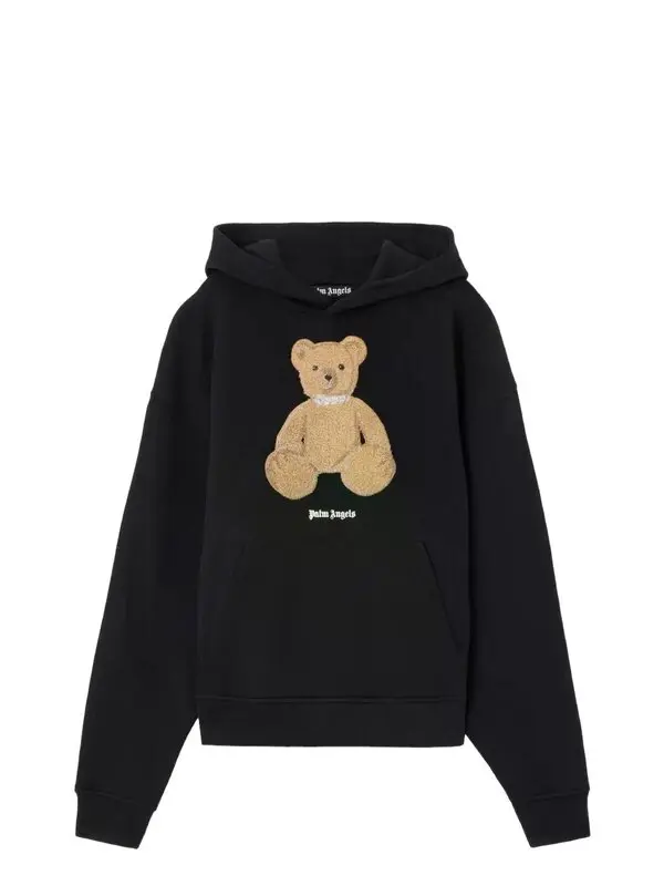 Palm Angels Textured Bear Graphic Hoodie - Black