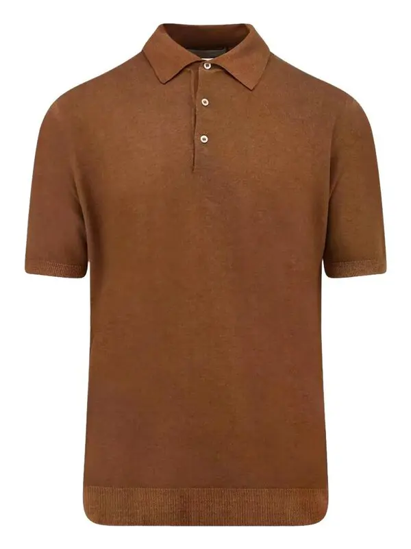 Corneliani Ribbed Polo Shirt - Brown