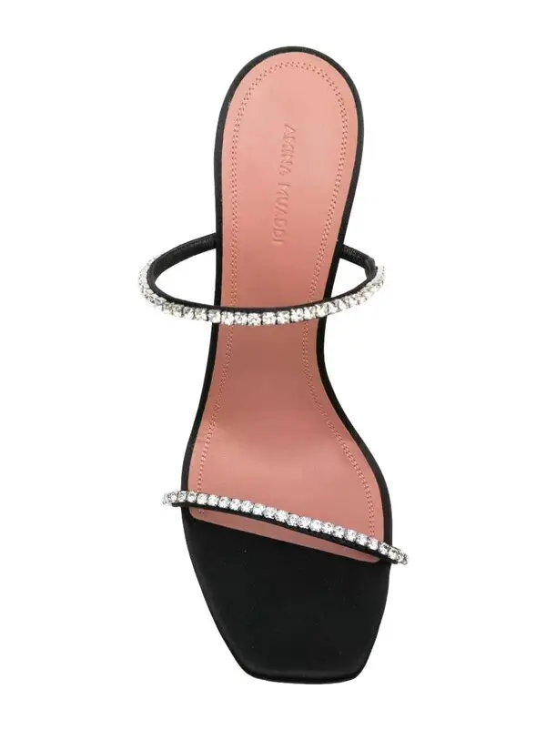 Amina Muaddi Gilda Crystal Embellished Sandals - Black