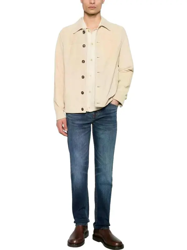 Eleventy Leather Shirt Jacket - Neutrals