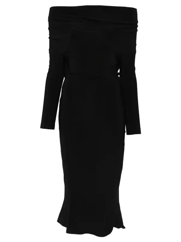 Norma Kamali Off-shoulder Long Sleeve Midi Dress - Black