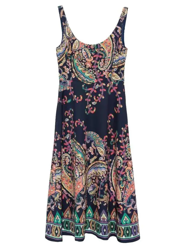 Etro Paisley Print A-line Dress - Blue
