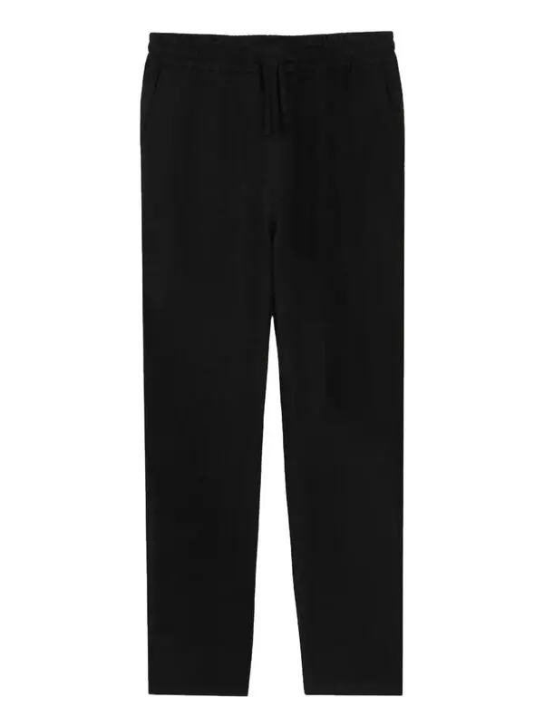 AMI Paris Blended Linen Elasticated Waist Trousers - Black