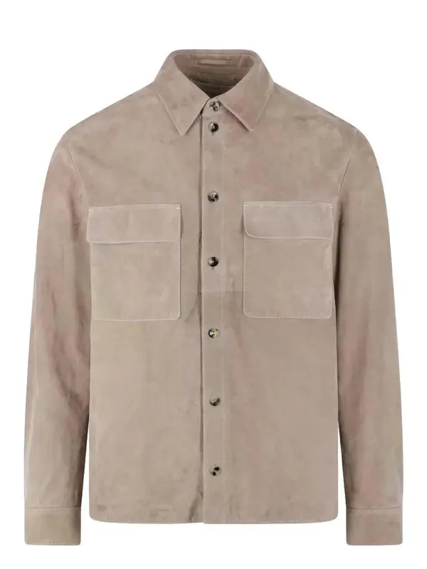 Agnona Patch-pockets Shirt Leather Jacket - Neutrals