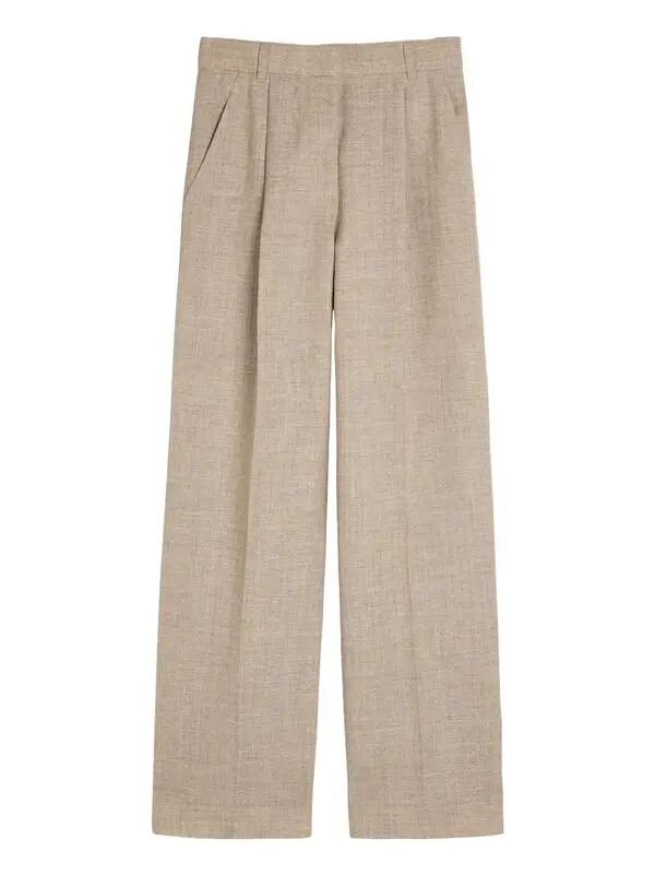 AKYN Perla Linen And Wool-blend Trousers - Grey