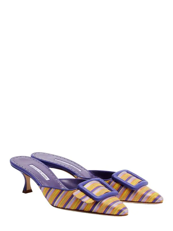 Manolo Blahnik Maysalebi Striped Mules - Multicoloured