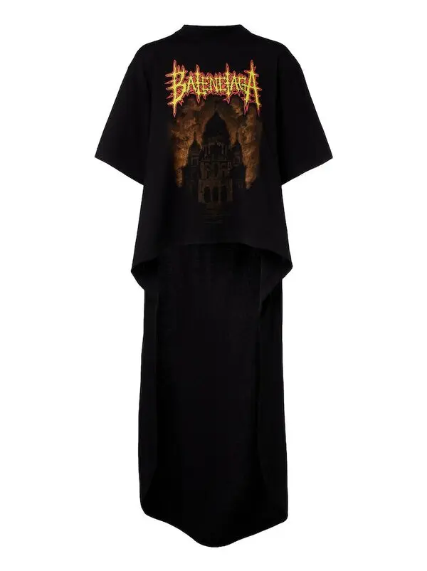 Balenciaga Printed Cotton T-shirt - Black