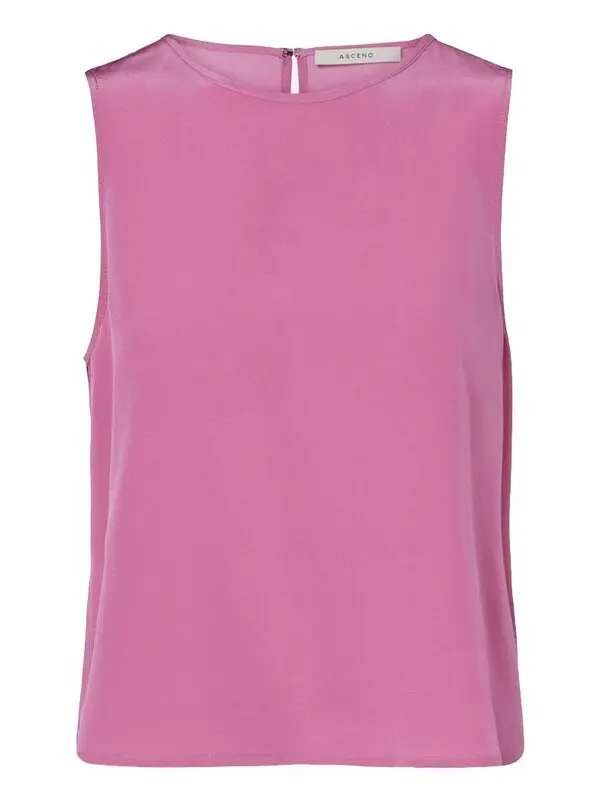 Asceno Sofia Silk Crepe Tank Top - Pink