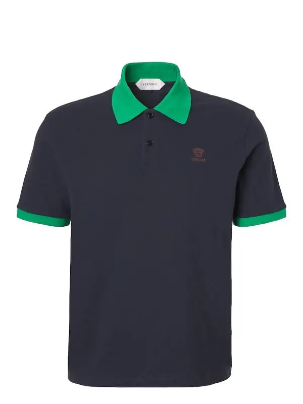 Versace Medusa Cotton Polo Shirt - Blue