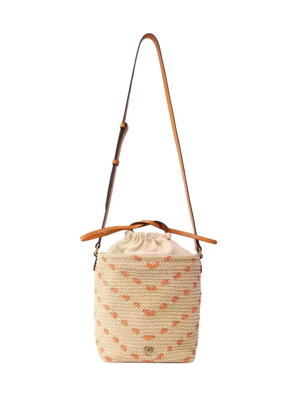 Pinko Raffia Bucket Mini Crossbody Bag - Neutrals