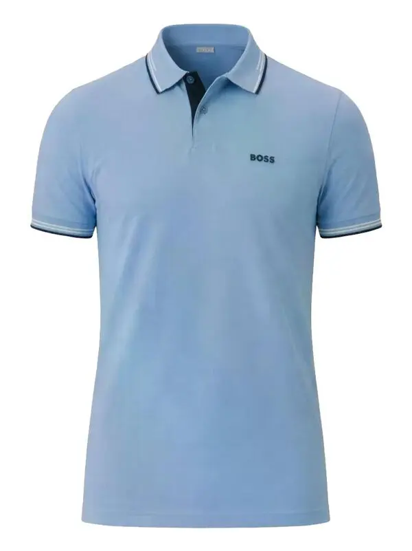 BOSS Striped Polo Shirt - Blue