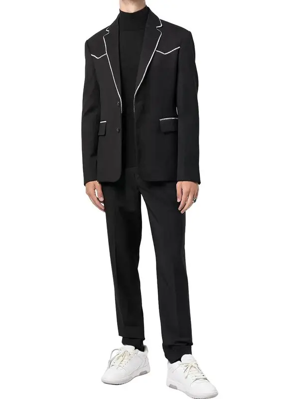 Amiri Crystal-trim Single-breasted Blazer - Black