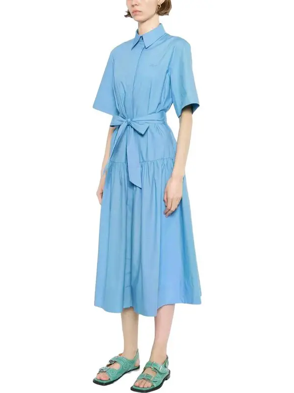 Karl Lagerfeld Shirt Dress With Tie Belt And Short Sleeves - Blue