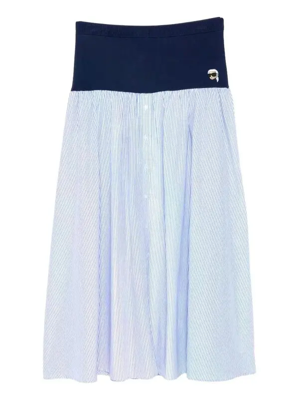 Karl Lagerfeld Striped Poplin Midi Skirt - Blue