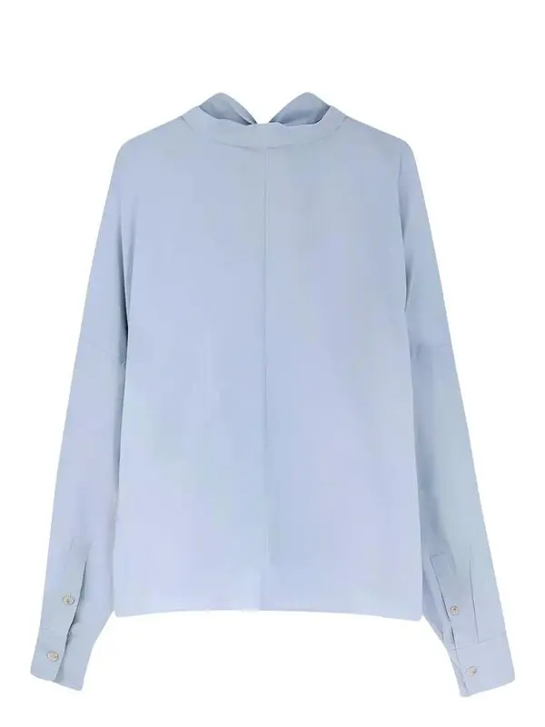 ALYSI Bow V-neck Shirt - Blue