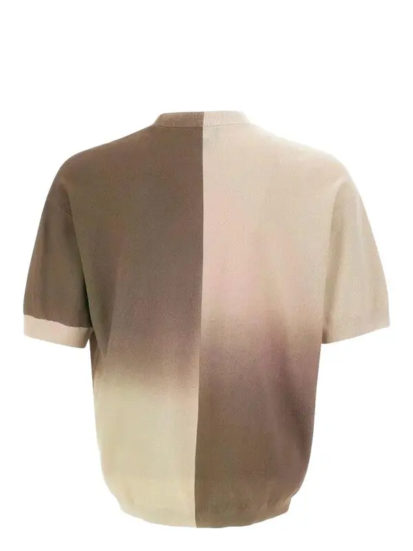 Emporio Armani Textured Knit Gradient Cotton Sweater - Brown
