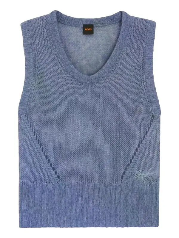 BOSS Ribbed Knit Vest - Blue