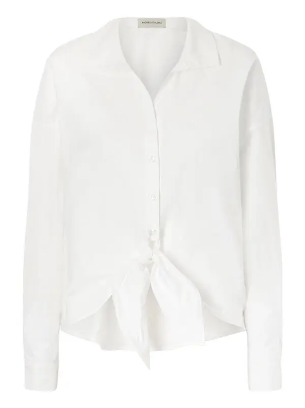 ANDRES OTALORA Luz Envolente' Knotted Cotton Shirt - Neutrals