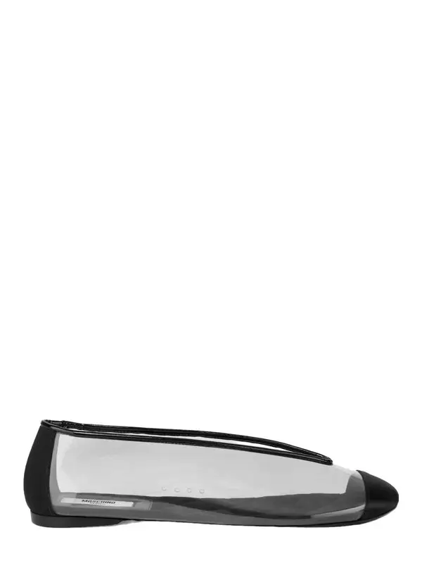 Moschino Ballet Flats With See-through Cap Toe - Black