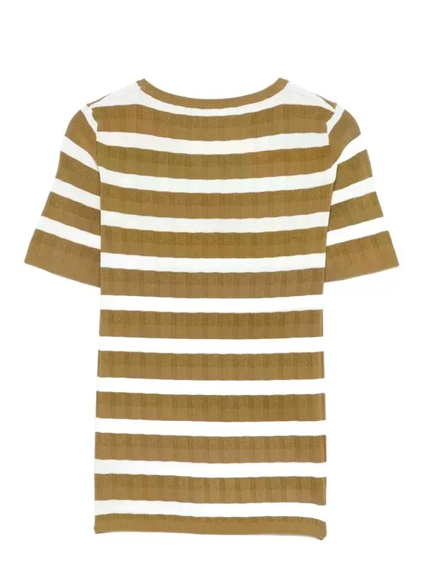 ROBERTO COLLINA Striped Ribbed T-shirt - Neutrals
