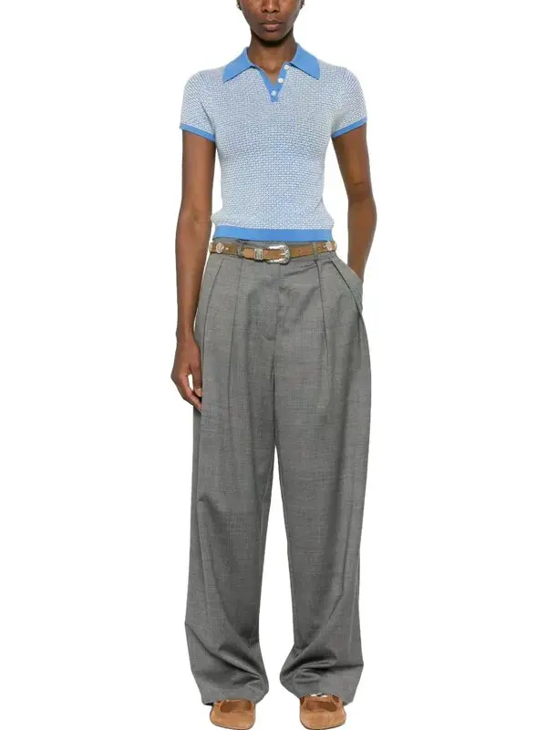 Guest In Residence Patterned Knit Polo Shirt - Blue