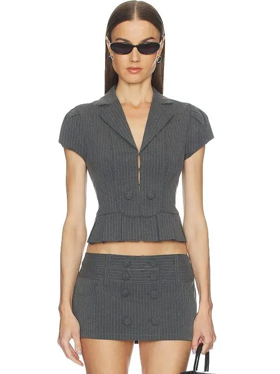 GUIZIO Mollie Cap Sleeve Blazer In . Also - Grey