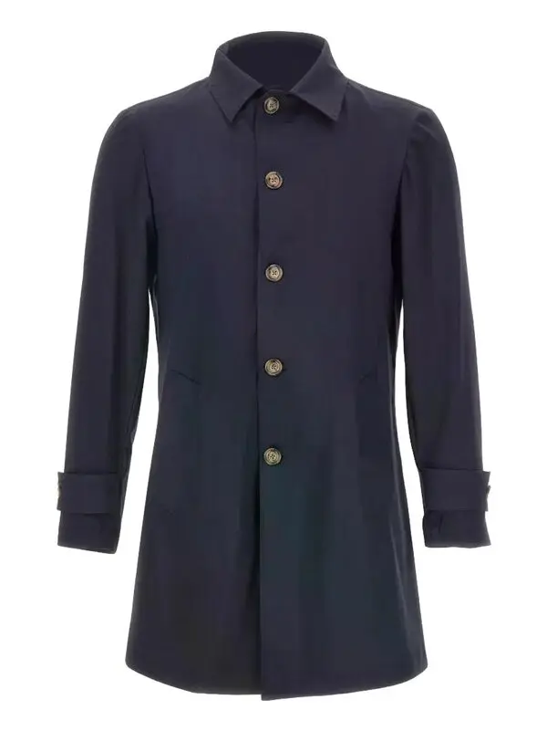 BARBA NAPOLI Single-breasted Button-up Coat - Blue
