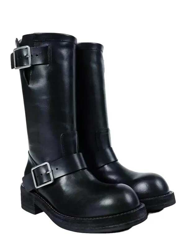 ANN DEMEULEMEESTER Engineer Buckle Biker Boots - Black