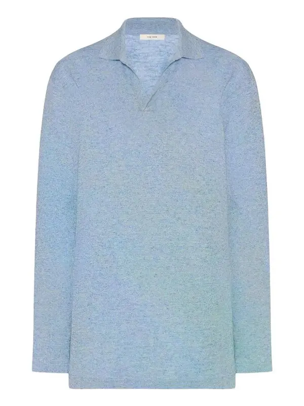 THE ROW Niosa V-neck Long-sleeve Top - Blue