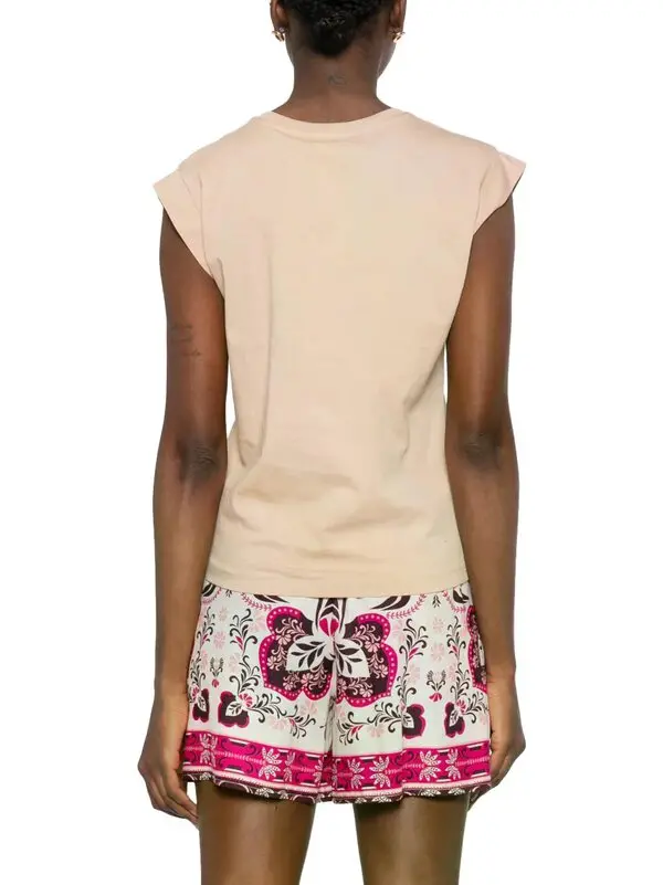 TWINSET Sleeveless Crewneck T-shirt With Embroidered Pocket - Neutrals