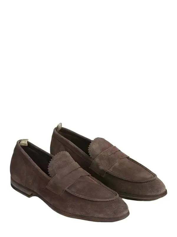 Officine Creative Scalloped-detail Penny-strap Loafers - Brown