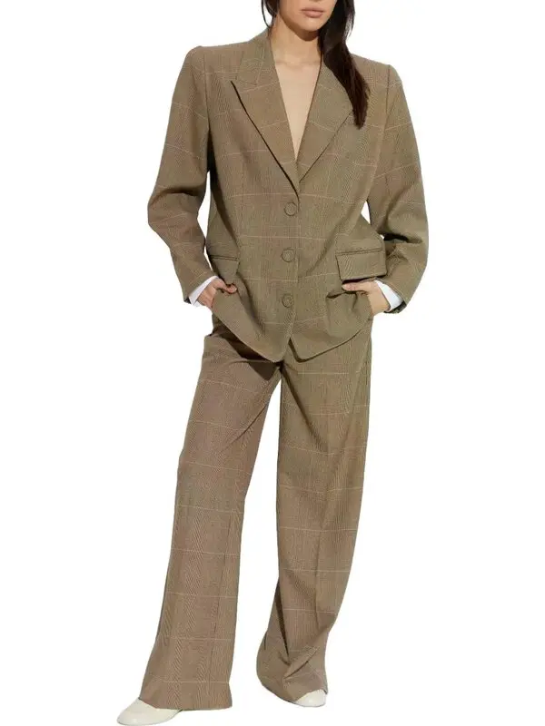 GESTUZ Evaldi Check Pattern Trousers - Neutrals