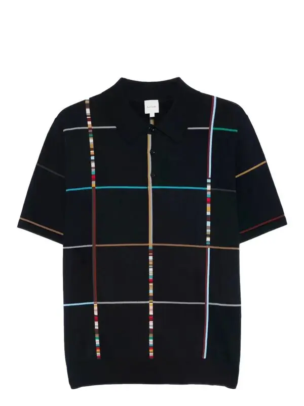 Paul Smith Check Polo Shirt - Blue