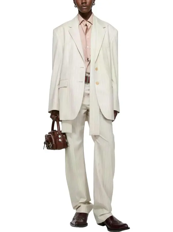 Acne Studios Wool Pinstripe Trousers - Neutrals