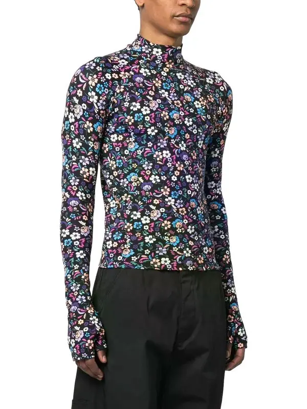 Off-White Floral-print Long-sleeve T-shirt - Black