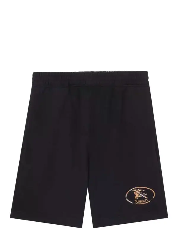 Burberry Knight Stamp Cotton Shorts - Black