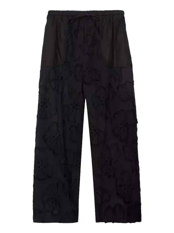 3.1 Phillip Lim Floral Appliqué Trousers - Black
