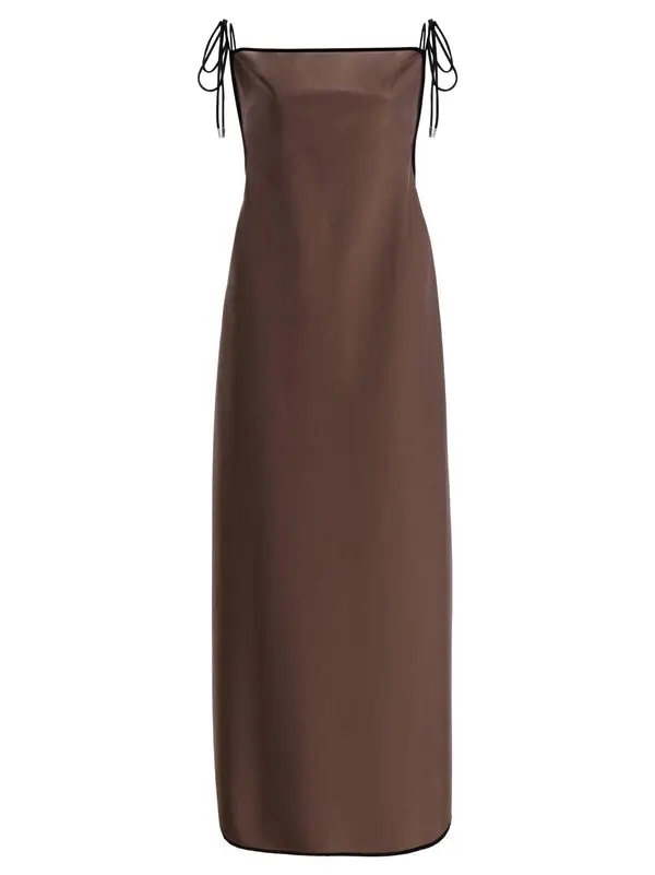 TEMILY Signature Summer Bones Satin Maxi Dress - Brown