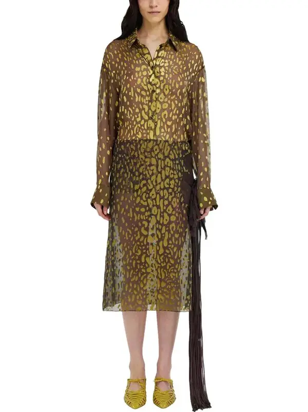 FERRAGAMO Devoré Georgette Shirt - Brown