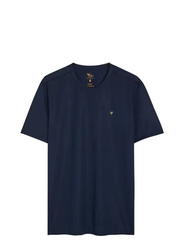 NOW YOU LIVE Logo Print Technical Jersey T-shirt - Navy