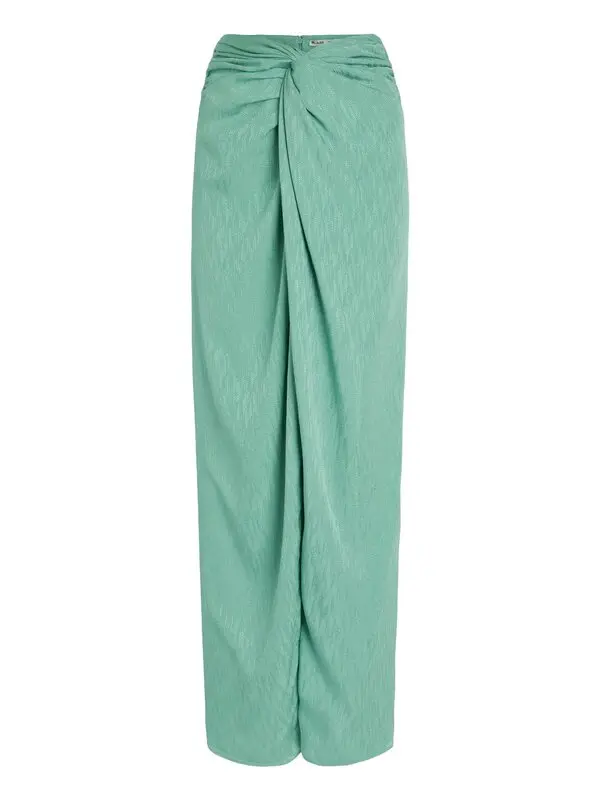 BLAZÉ MILANO Twisted Jacquard Silk Maxi Skirt - Teal