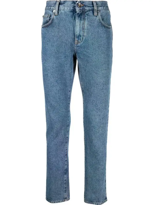 Off-White Diag-print Skinny Jeans - Blue