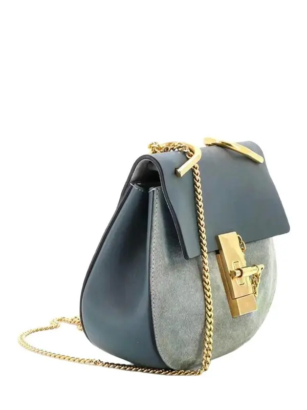 Chloé Drew Leather And Suede Mini Crossbody Bag - Blue