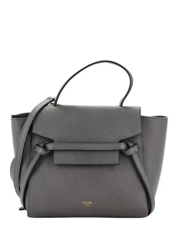 Celine Belt Bag Textured Leather Nano Shoulder Bag - Grey