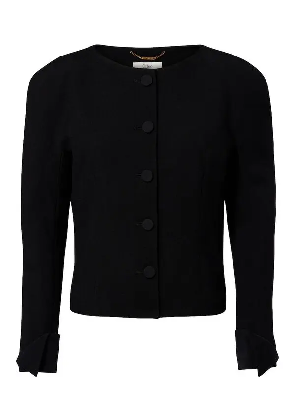 Chloé Virgin Wool Crepe Cardigan - Black