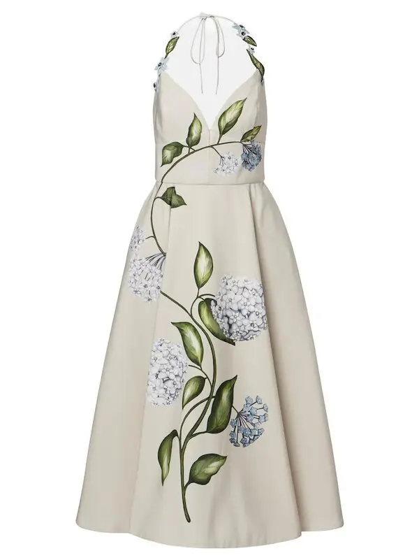 Oscar De La Renta Floral Faille Halterneck Dress - Multicoloured