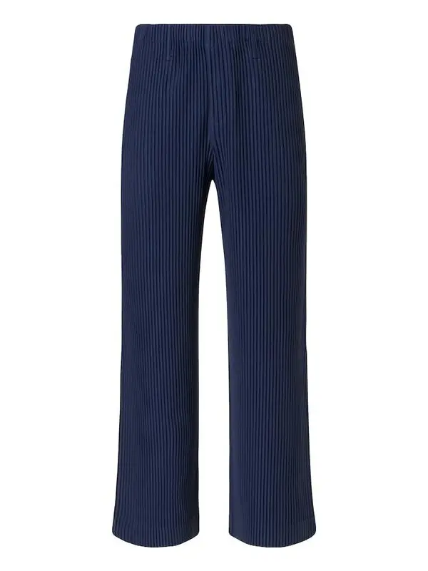 Issey Miyake Tailored Pleats Straight Leg Trousers - Blue