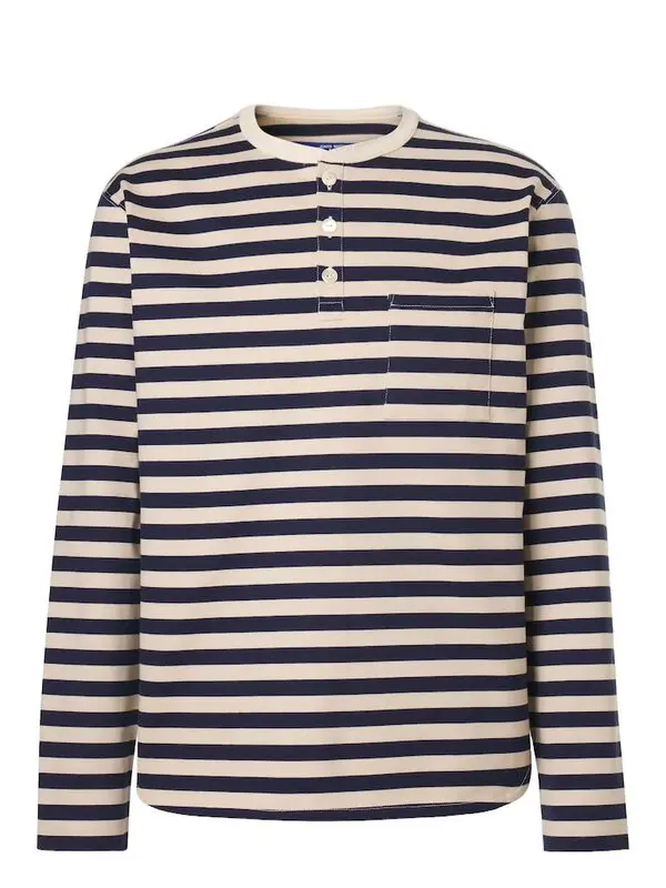 Junya Watanabe Striped Cotton Jersey T-shirt - Blue